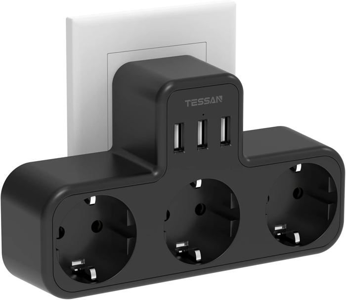 Multiprise Murale, Multiprise Prise Usb 3 Prises Et 3 Ports Usb 3A ...