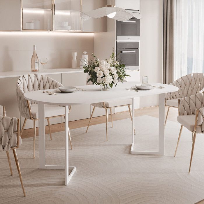 Table à Manger Extensible PADMIN - 6-10 personnes - Ovale - 160x80x76 ...