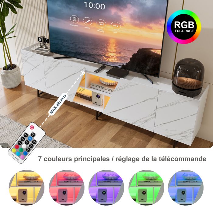 Meuble TV LED 220cm-DADEA-Meuble TéLé de Salon,Armoire e TéLéVision ...