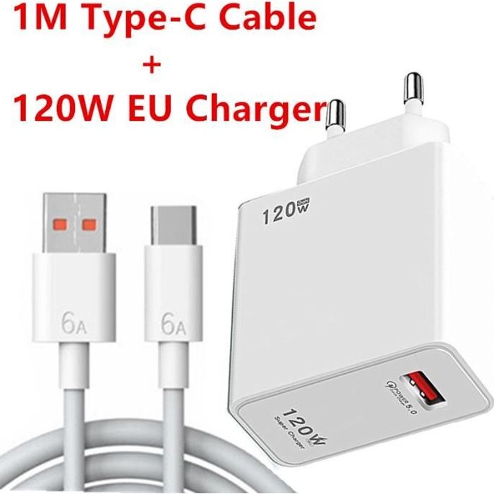 Chargeur et câble UE-Chargeur rapide 120W Gan USB type-c pour téléphone ...