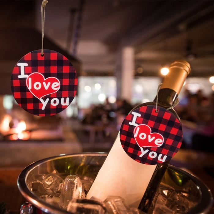 Pendentifs en bois pour la Saint-Valentin, boîte-cadeau, bouteille de ...