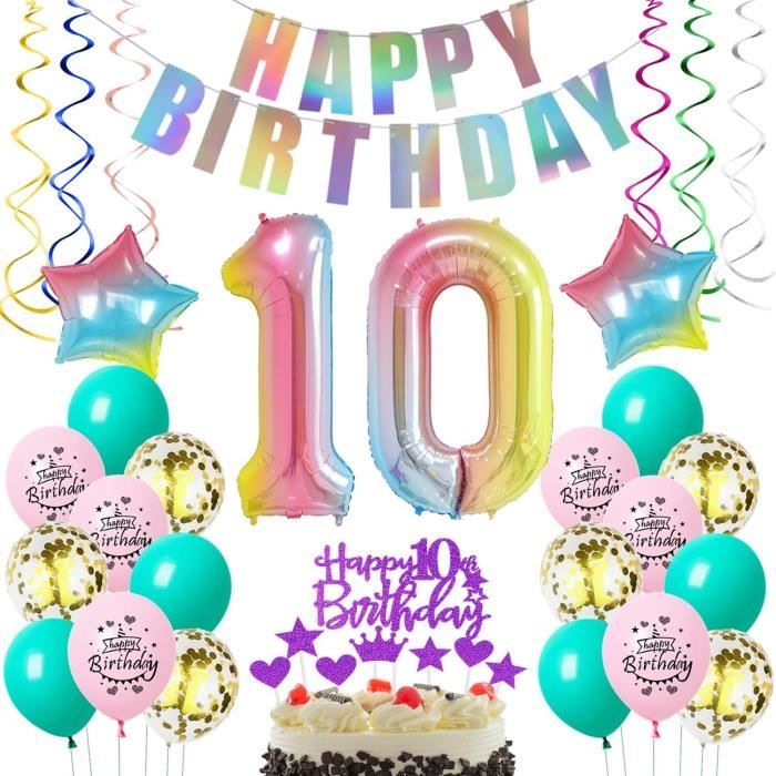 Décoration 10 Ans Anniversaire Ballons, 10 Ans Anniversaire Fille ...