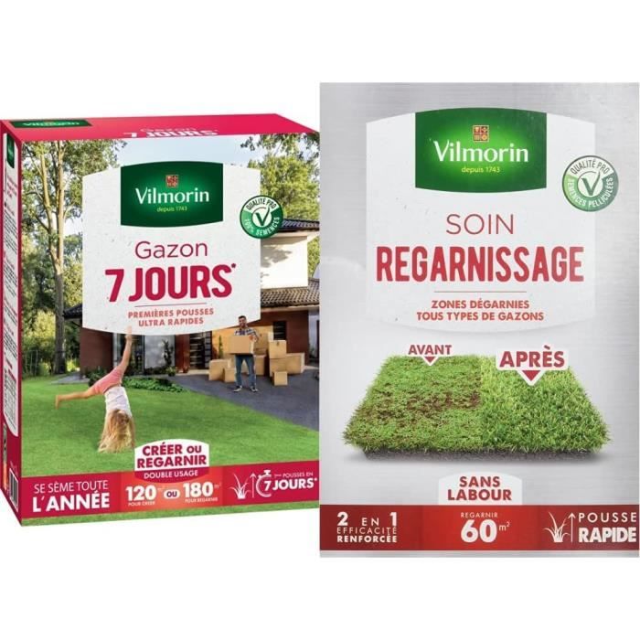 4460715 Gazon 7 Jours, Vert, 3 kg & Soin Regarnissage Universel 2 en 1 ...