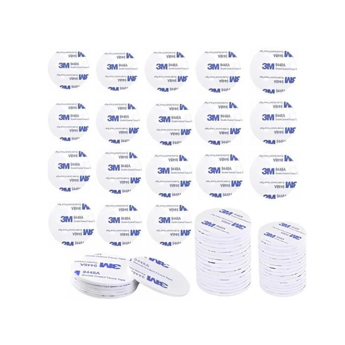 Tampons adhésifs double face - 3M - 100 pièces - 2,5 cm - Adhésif puissant - Blanc - Cdiscount ...