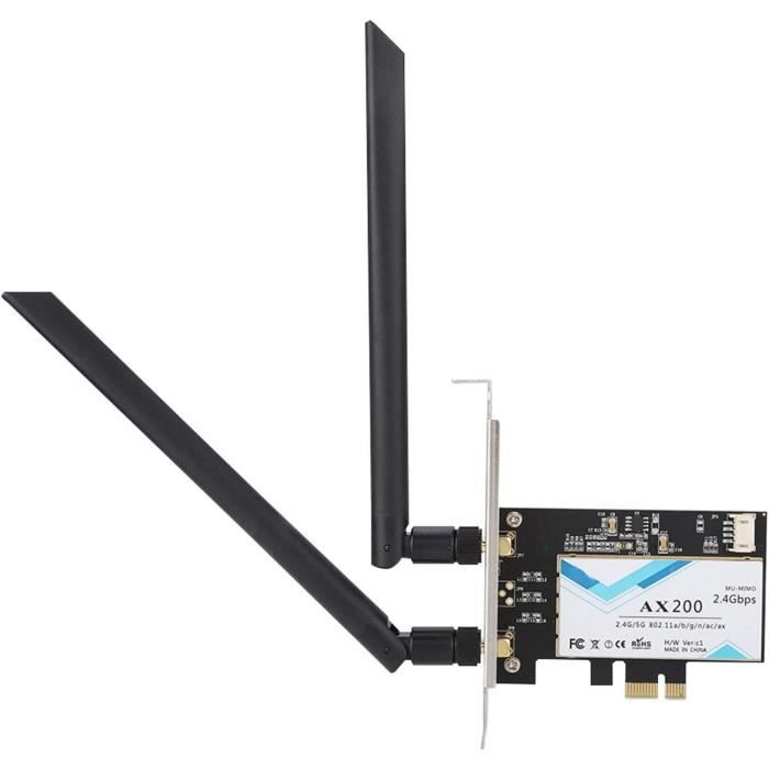 Carte WiFi 6 2400M PCI‑E, Carte Réseau sans Fil, 2 * 2 MU-MIMO, Double Fréquence 2,4-5 GHz, 2,4 ...