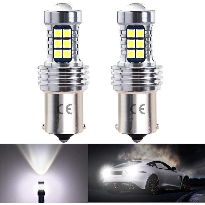 1156 P21w Ba15s 12v-24v LED Ampoule Voiture, 1200 Lumen Blanc 6500K, Avec objectif HD, Utilisées ...