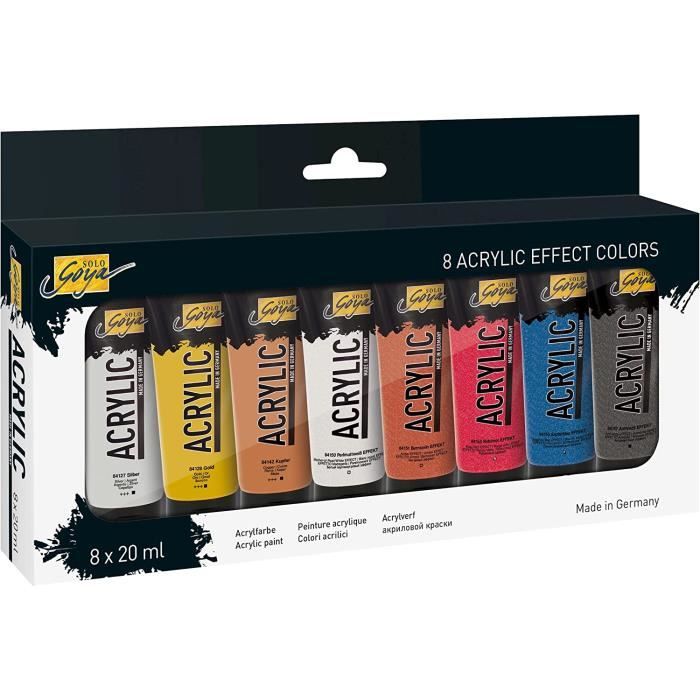 84174 - Solo Goya Acrylic Effect Colors Set, avec 8 couleurs en tubes ...
