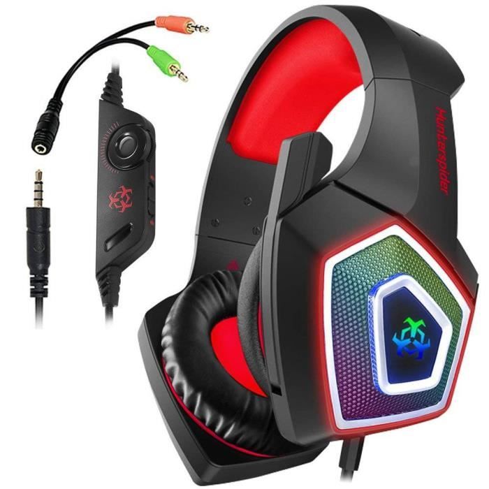 Casque de jeu V1 RGB avec lumières colorées pour PS4/Xbox OneS/PC/Mac ...