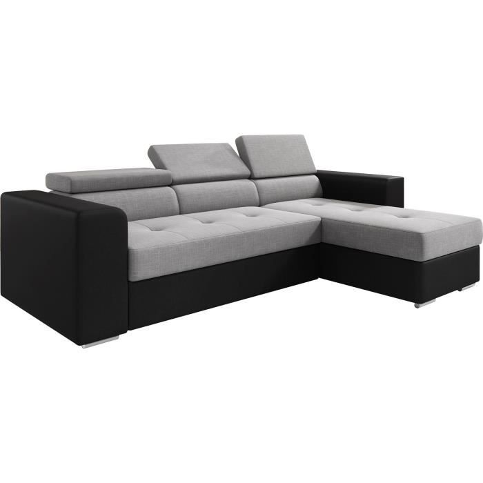 Canapés d'angle convertibles gris moderne en acier réversible 3 places ...