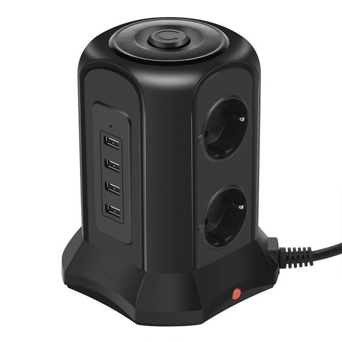 Tour Multiprise Parafoudre 6 Prises avec 4 USB Ports Interrupteur ...