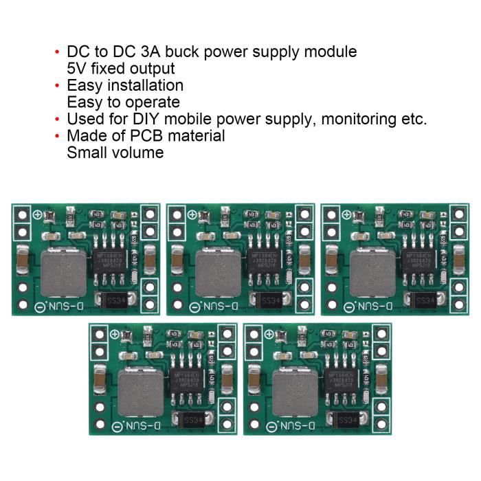 JIN-Cikonielf Carte buck 3A 5 pcs Module d'alimentation Buck DC à DC 3A ...
