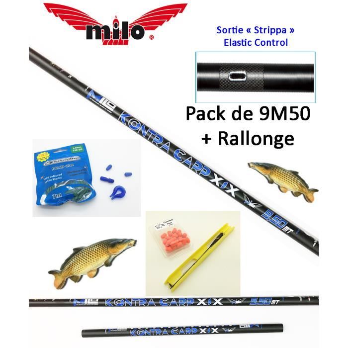 Set canne à pêche Carpe / Carpodrôme / Esturgeon Milo Kontra 9M50 ...