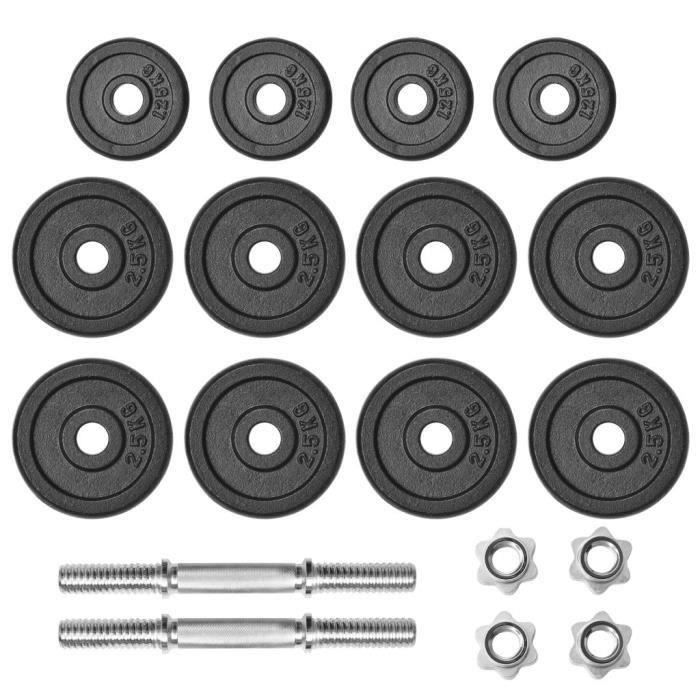 Ensemble d'haltères Kit haltères musculation Poids ajustable 18 pcs 30 ...