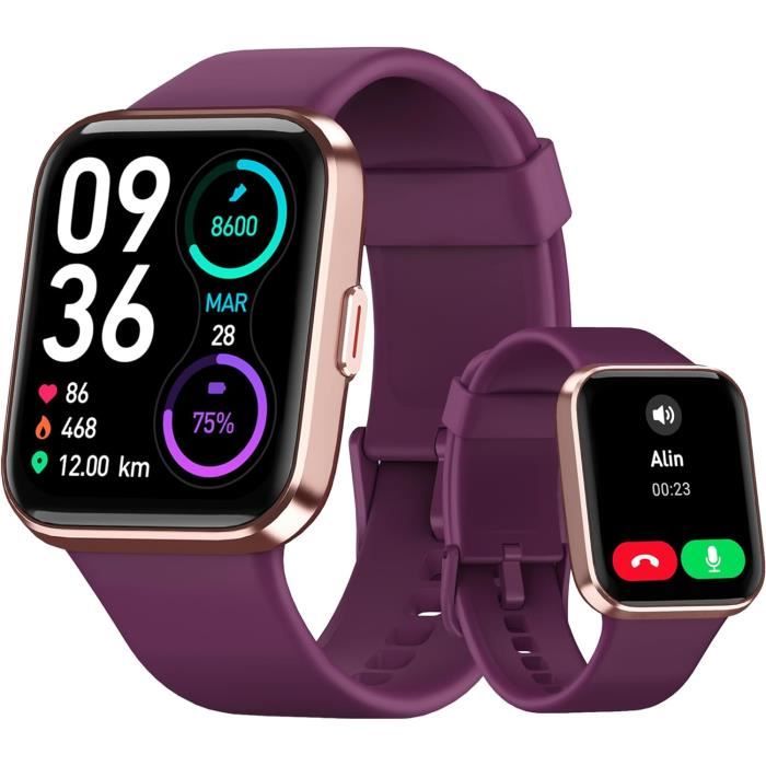 Montre Connectée Femme Homme [Alexa Et Appel Bluetooth], 1.8" Smartwatch Moniteur De Spo2 ...