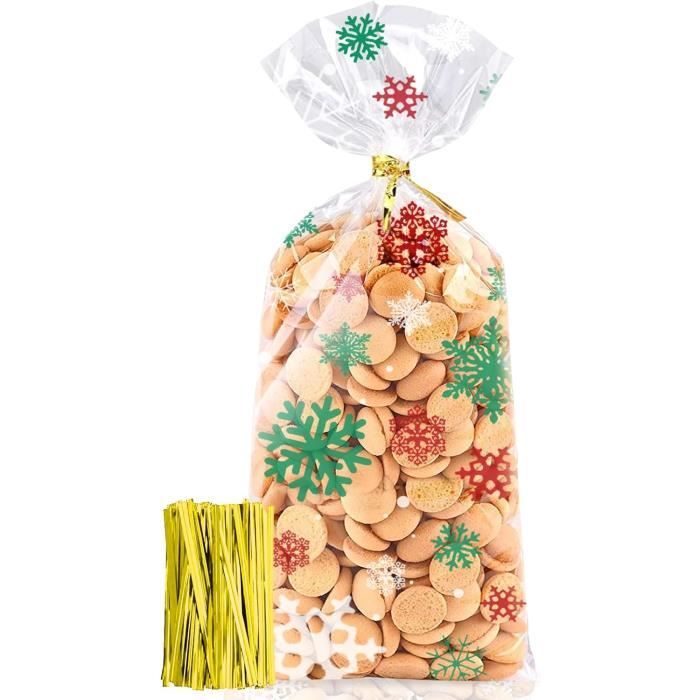 100 Pochette Cadeau Noel, Sachet Biscuit Noel, sachets Transparents ...