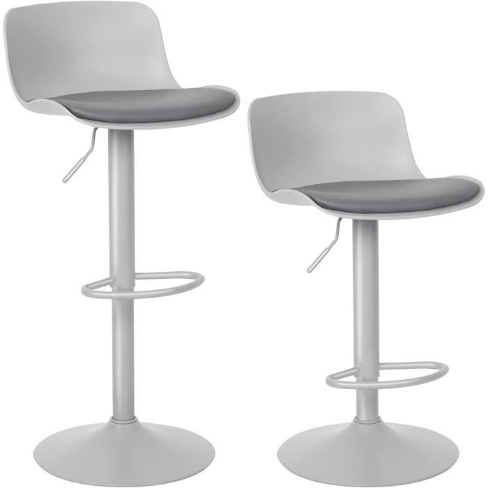 Kidol Shellder Ensemble de 2 Tabourets de Bar avec Hauteur Réglable et Rotation à 360 ° Design ...