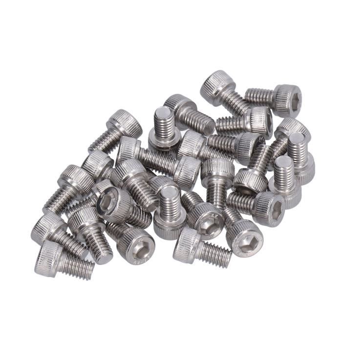 TMISHION boulons DIN 912 30 pièces boulons à vis M6 304 en acier inoxydable A2-70 ensemble de ...