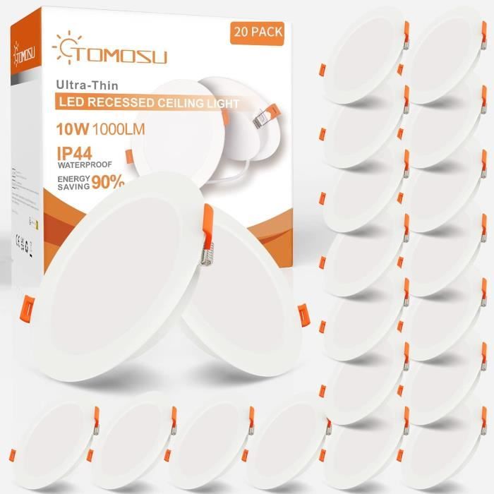 Spot Led Encastrable Extra Plat, 10W 1000Lm Equivalent 100W Incandescence, Ip44 Spot Etanche ...