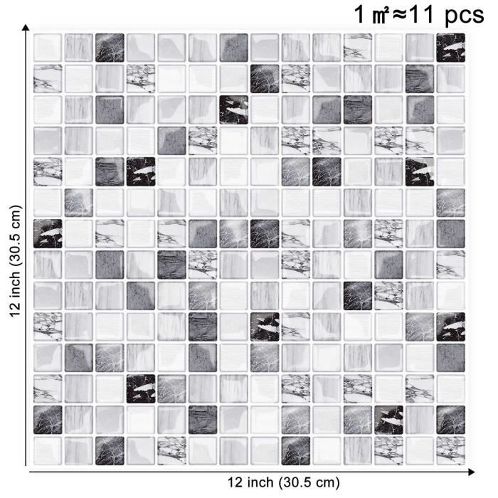 6 Pièces Carrelage Adhesif Mural Autocollant Mosaïque Carreau Ciment 3D ...