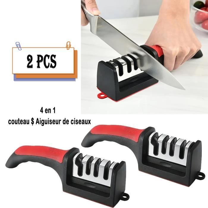 2Pcs Professional Aiguiseur de couteaux4 en 1 pour aiguiser les couteaux de chef, aiguiseur de ...