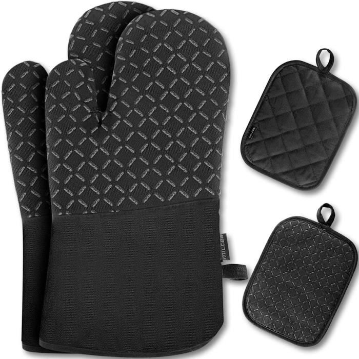Gants de cuisine - YSTP - Lot de 4 gants de four - Silicone et Coton - 31x17cm - Antidérapants ...