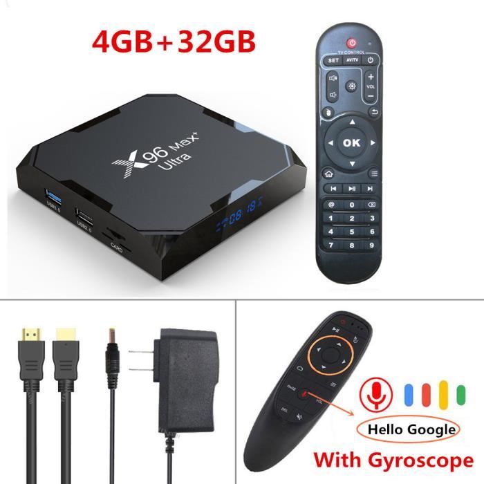 4g 32g Voice Gyro Rc Boîtier TV X96 Max Plus Ultra Android 11 Amlogic ...