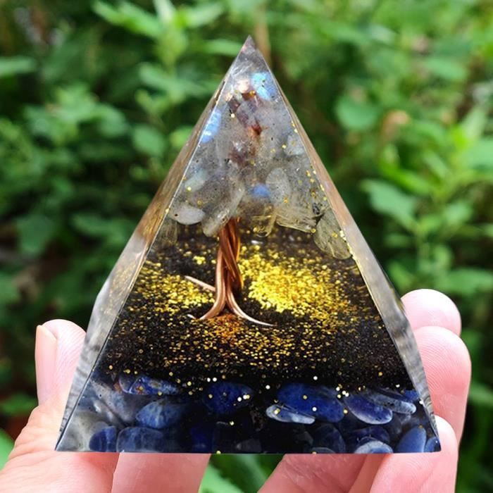 OBJET DECORATIF,13--Sculpture pyramide'énergie en Orgonite, cristaux de ...