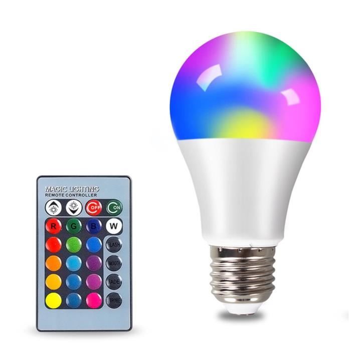 AMPOULE LED,RGB-10W-E27--Ampoule LED RGB E27, AC 85 265V, lampe intelligente avec télécommande ...
