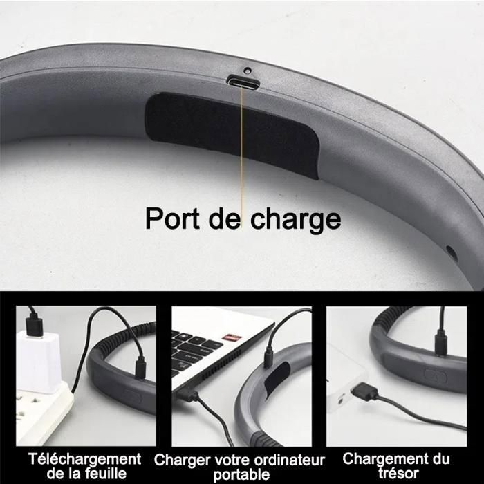 Lampe de lecture à cou rechargeable USB-C, 60 lm, batterie 1000 mAh ...