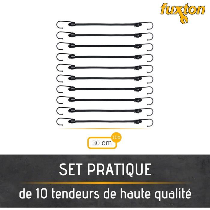 Fuxton Lot de 10 tendeurs en Caoutchouc avec Crochets des Deux côtés ...