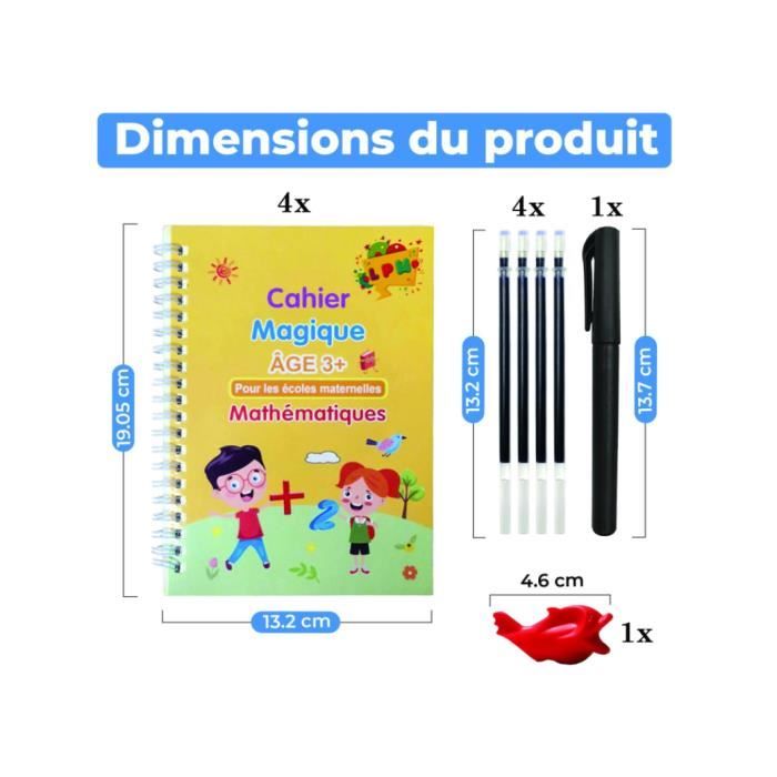 Lot de 4 cahiers de calligraphie réutilisables avec rainures - Alphabet ...