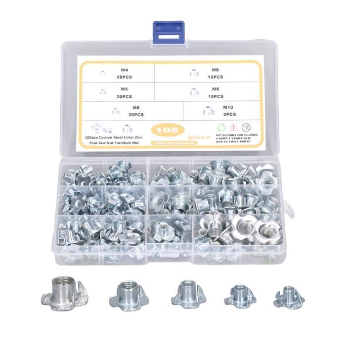 105 Pièces Écrou En T Assortiment M4 M5 M6 M8 M10 Écrous En T ...