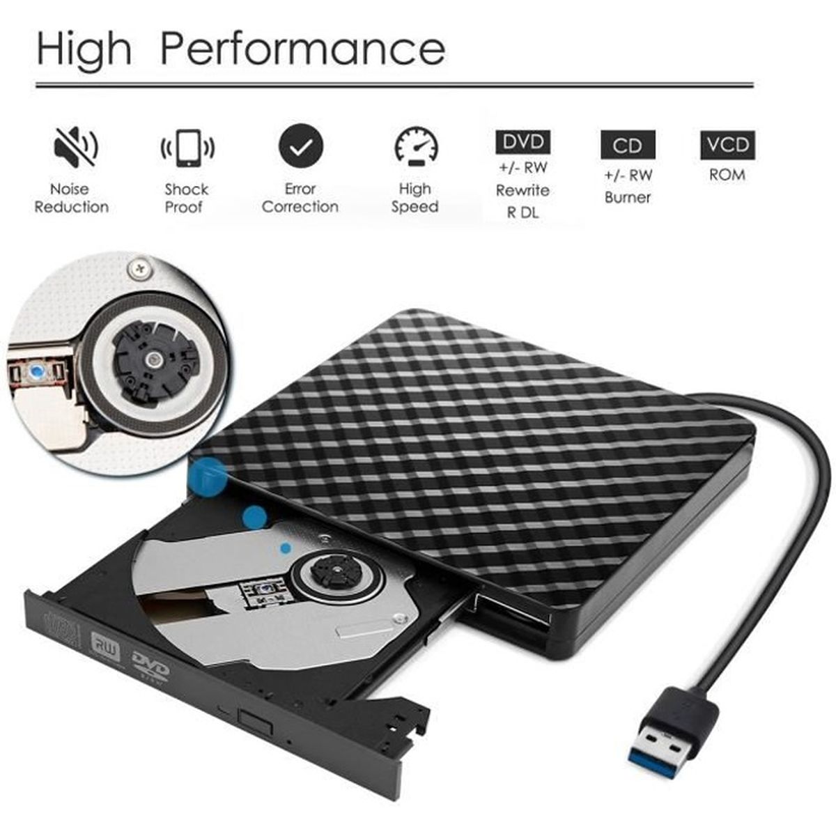 Lecteur CD DVD Graveur Externe USB 3.0 Ultra Slim Portable Graveur de ... Lecteur CD DVD Graveur Externe USB 3.0 Ultra Slim Portable Graveur de ...