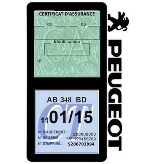 PEUGEOT VD22 NOIR POCHETTE ETUI VIGNETTE ASSURANCE VOITURE ET CONTROLE ...