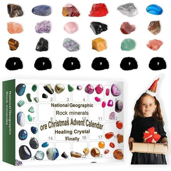 Calendrier de l'avent - Pierre Précieuse - 2022 - 24 Minéraux - Cadeau ...