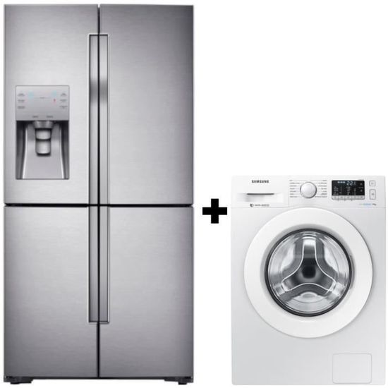 Pack Samsung : RF56J9040SR Réfrigérateur Américain 564L + WW90J5455MWEF ...