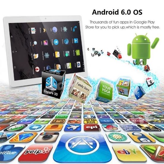 Excelvan Tablette PC 10.1 Android 6.0 MT6580 1280 * 800 Quad Core 1 GB ...