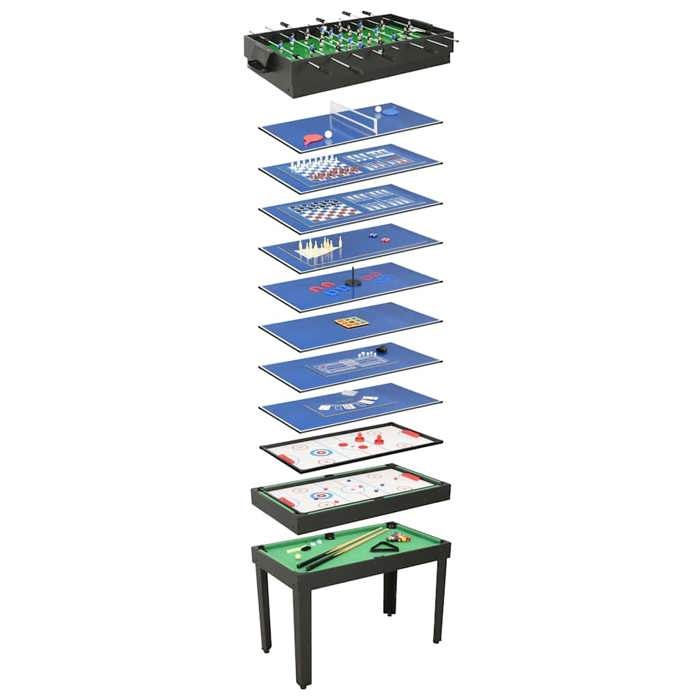 Table de jeu multiple 15 en 1 - JILL - 121x61x82 cm - Noir - 15 jeux ...