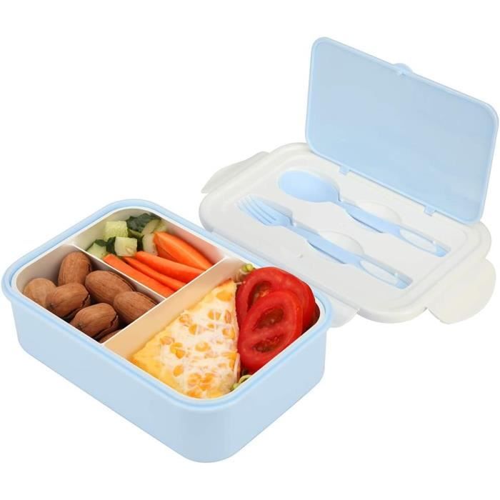 1400 Mlboîte À Déjeuner En Plastique, Boîte À Repas Bleue Avec Trois ...