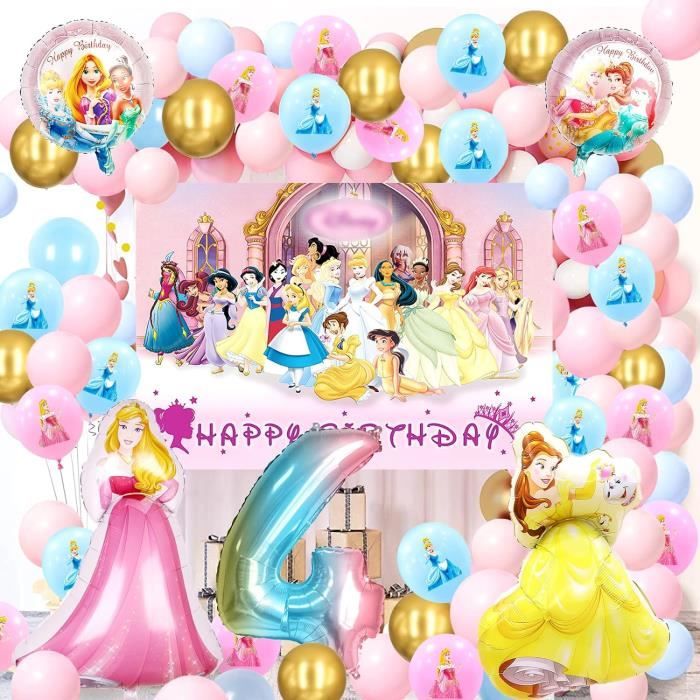 71Pcs Princesse 4 Ans Ballon Anniversaire, 4 Ans Princesse Ballon ...
