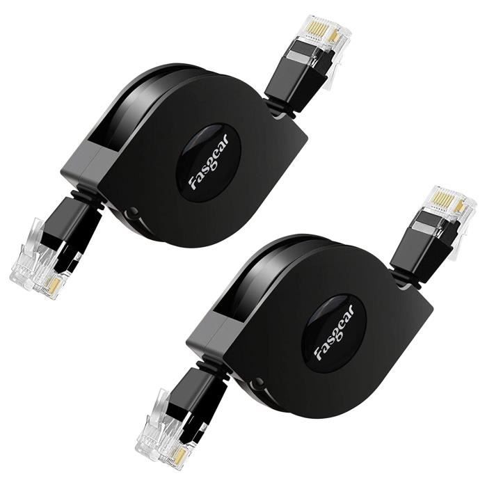 Câble Ethernet Cat 6, câble réseau rétractable 10Gbps 1MHz-250MHz RJ45 ...