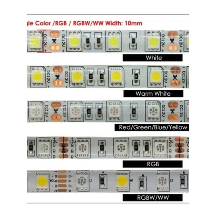 (RGB|IP65 Waterproof|DC 24V|5m)Bande lumineuse LED 5050, 12V 24V DC, 5 ...