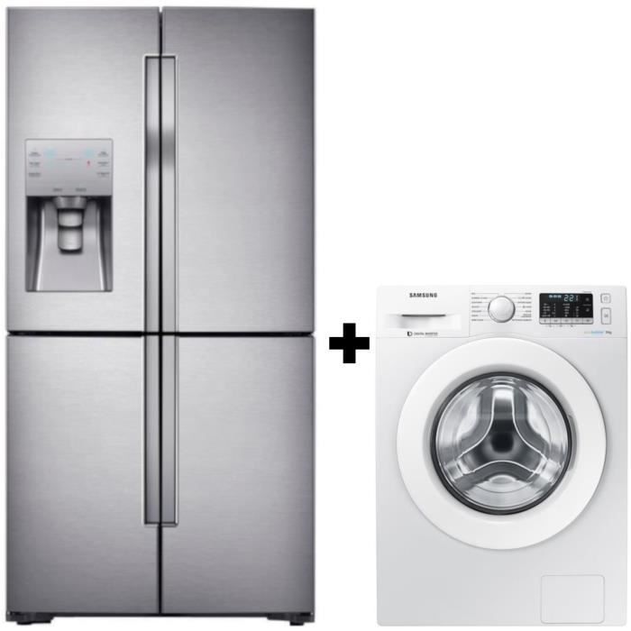 Pack Samsung : RF56J9040SR Réfrigérateur Américain 564L + WW90J5455MWEF ...