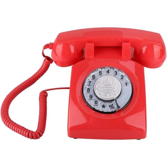 Téléphone Rétro,Téléphone Fixe Filaire Analogique Filaire Avec ...