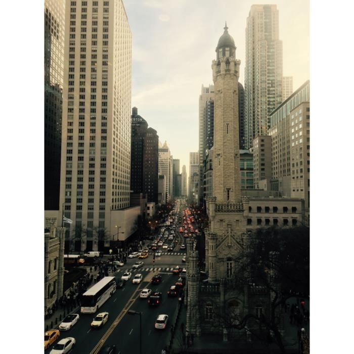 Poster Affiche Vue De Chicago Paysage Urbain Architecture Contemporaine ...