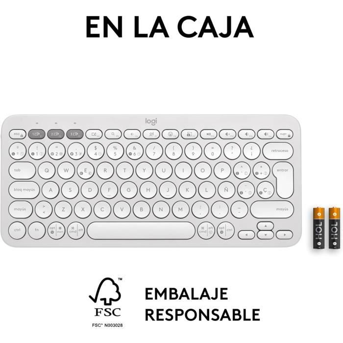 Clavier - LOGITECH - Pebble Keys 2 K380s - QWERTY Espagnol - Bluetooth ...