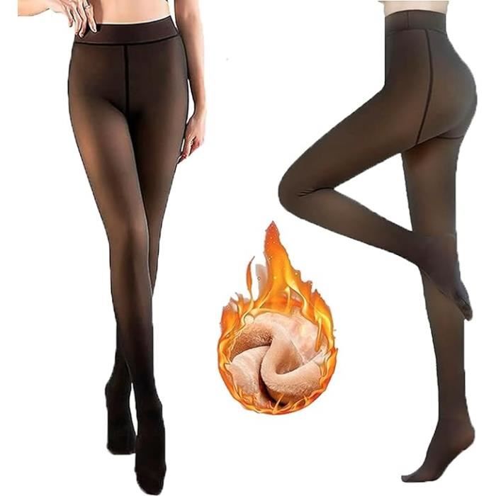 Collants doublés pour femme - Collants thermiques translucides - Taille haute - Pour l'hiver ...