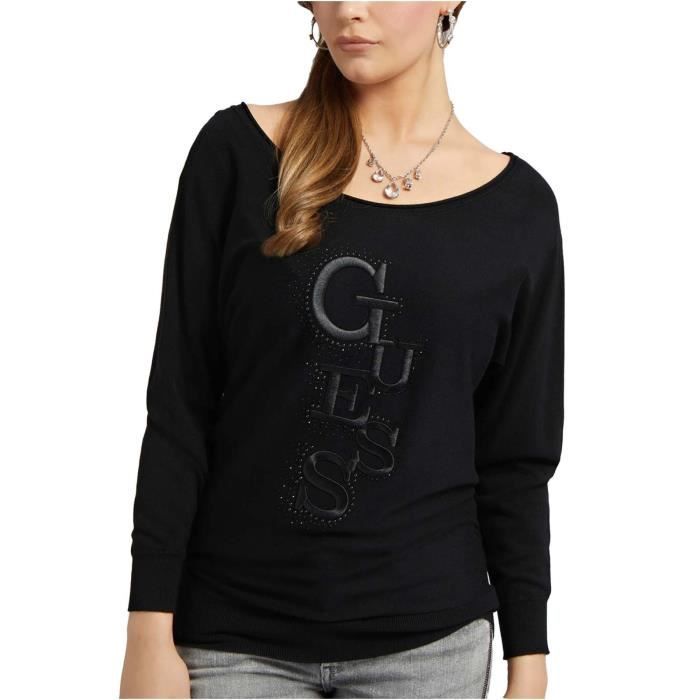 Pull coupe décontractée - Guess jeans - Femme Noir - Cdiscount Prêt-à ...