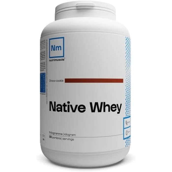 Nutrimuscle Whey Native 1kg Choco Cookie - Protéine Whey jusqu'à 80% de ...