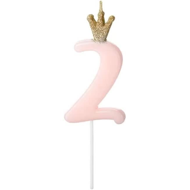 Bougie Rose Avec Couronne Dorée 2 Ans,Topper Décoration De Gâteau Pour ...